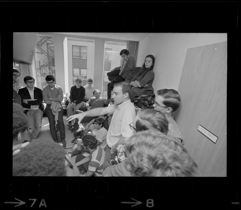 Students meeting in office E53-489 during MIT student demonstrations ...