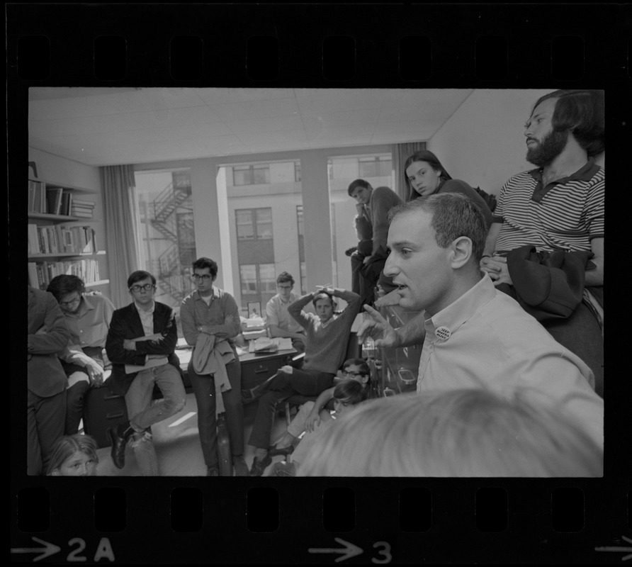 Students meeting in office E53-489 during MIT student demonstrations ...