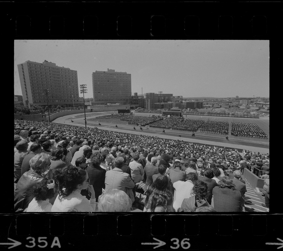 Boston University commencement at Nickerson Field - Digital Commonwealth