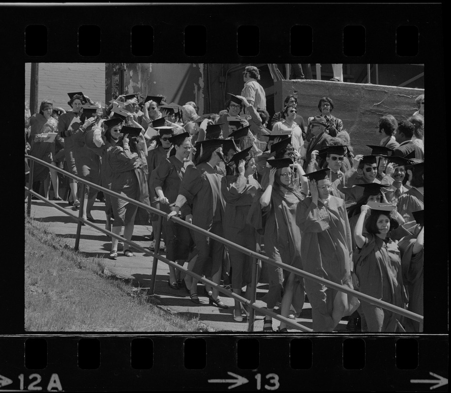 Boston University graduates in procession during commencement ceremony ...