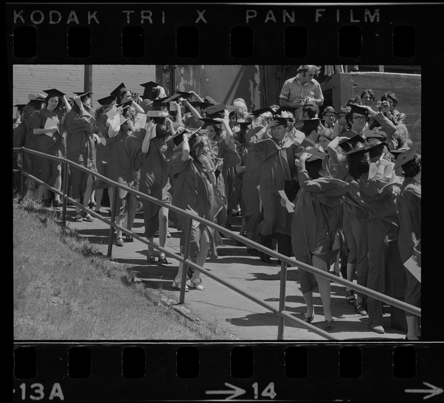 Boston University graduates in procession during commencement ceremony ...