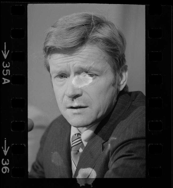 B.U. President John Silber speaks at a press conference after riots ...