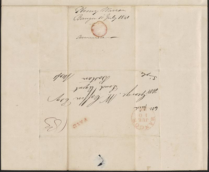 Henry Warren to George Coffin, 10 July 1841 - Digital Commonwealth