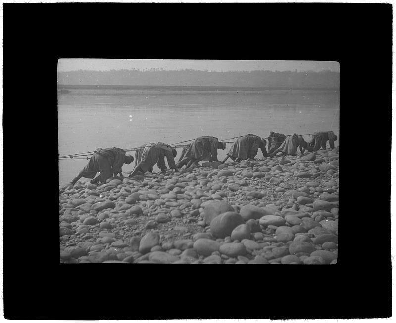 People farming on hands and knees - Digital Commonwealth
