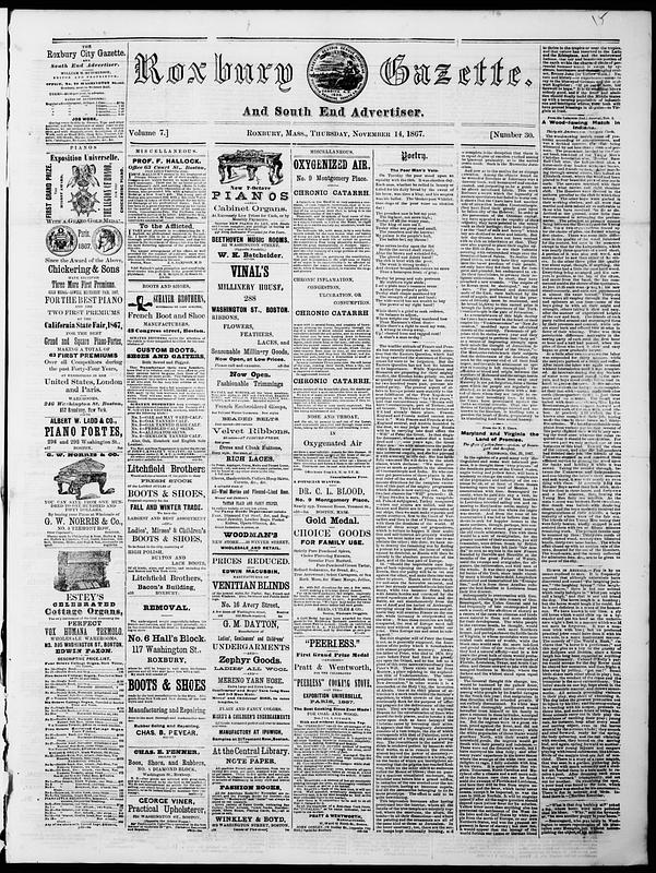 Roxbury Gazette and South End Advertiser, November 14, 1867 - Digital ...