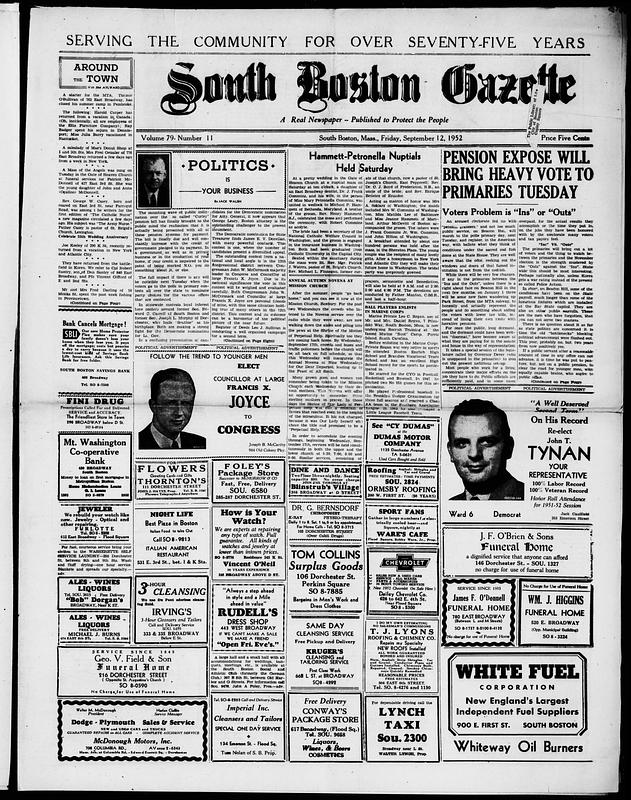 South Boston Gazette. September 12, 1952 - Digital Commonwealth