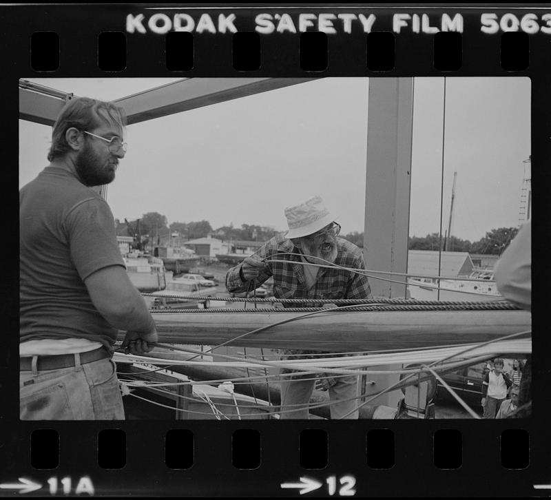 Charlie Powers boat launching - Digital Commonwealth