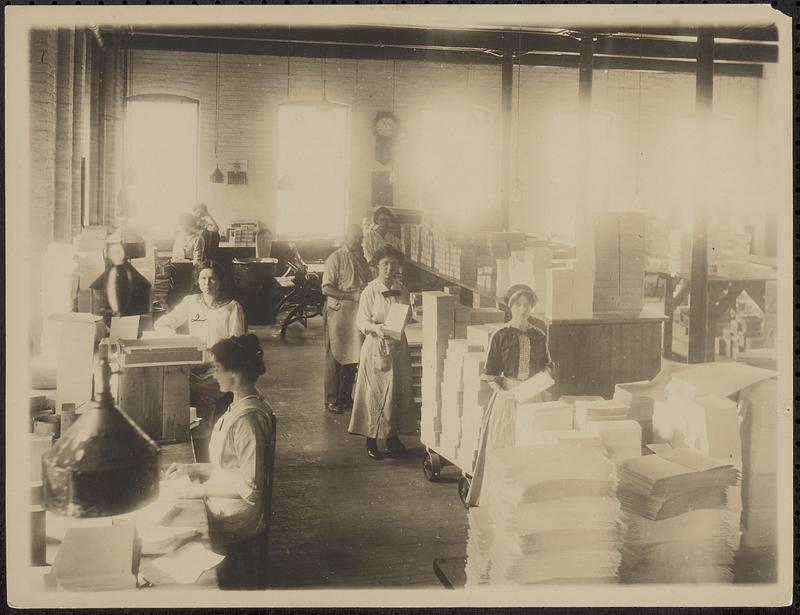 Envelope Room, Bay State Mill, 1913 - Digital Commonwealth
