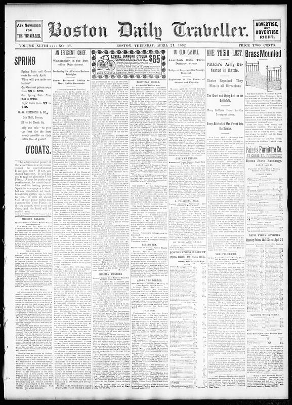Boston Daily Traveller. April 21, 1892 - Digital Commonwealth