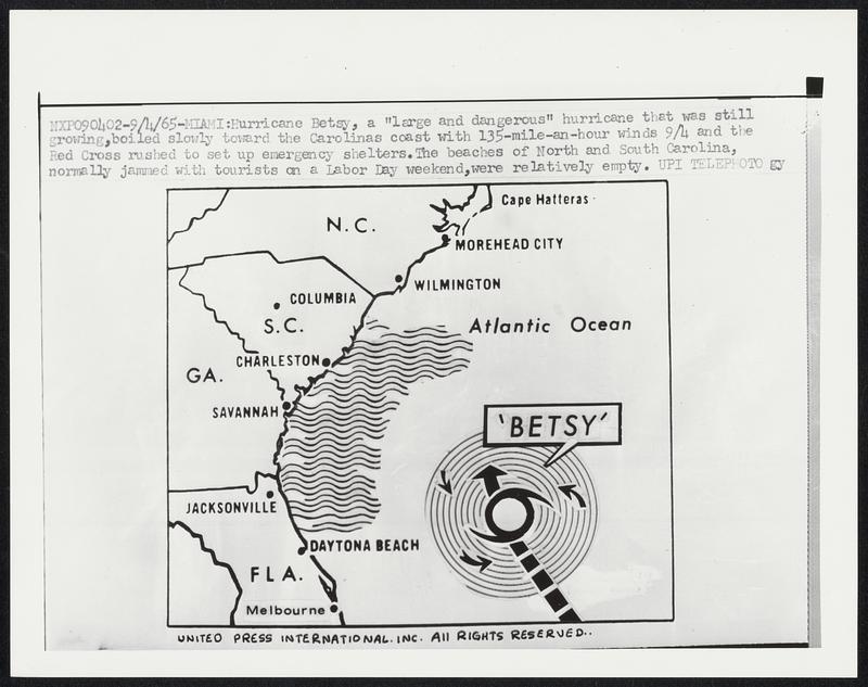 Miami: Hurricane Betsy, a “large and dangerous” hurricane that was ...