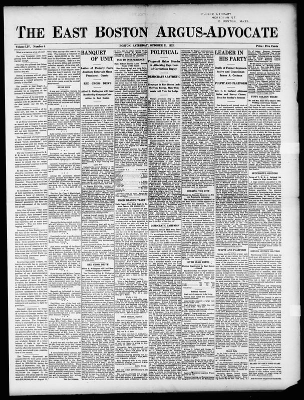 East Boston Argus-Advocate. October 21, 1922 - Digital Commonwealth