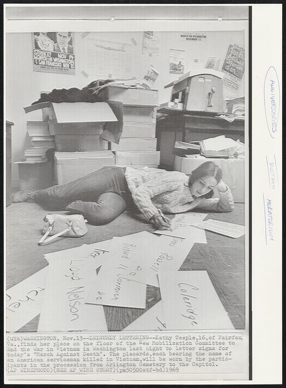 Leisurely Lettering--Kathy Teeple,16,of Fairfax, Va., finds her place ...