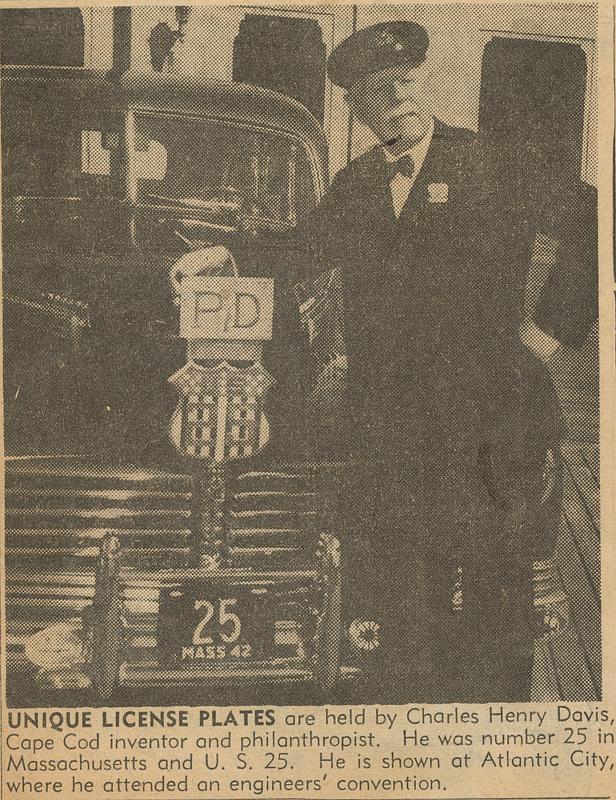 Charles Henry Davis with his unique number 25 license plate - Digital ...