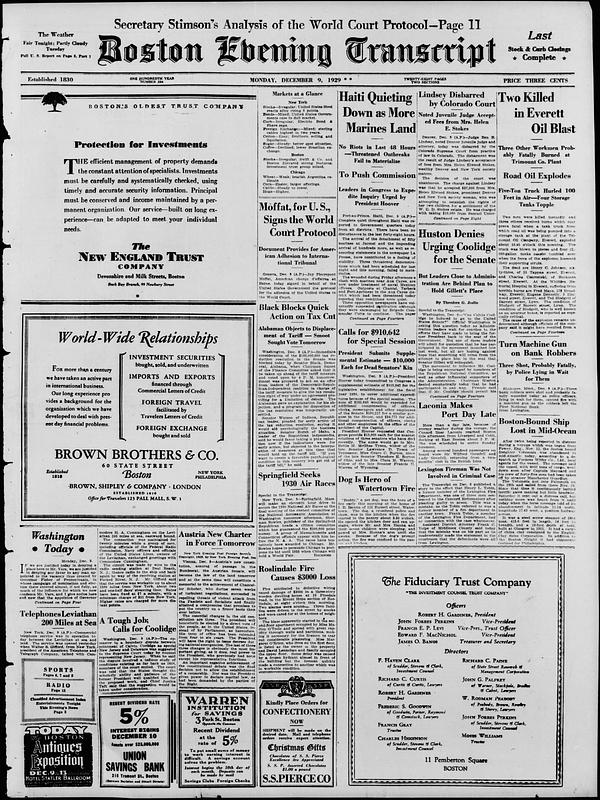 Boston Evening Transcript. December 09, 1929 - Digital Commonwealth