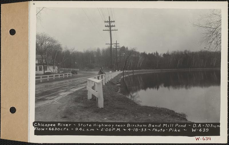 Chicopee River, State Highway near Bircham Bend mill pond, drainage ...