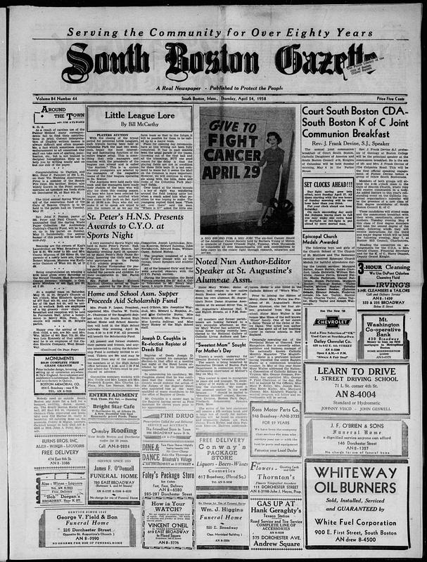 South Boston Gazette. April 24, 1958 - Digital Commonwealth