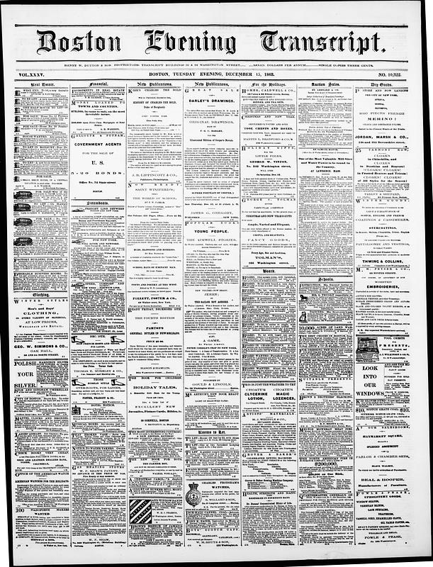 Boston Evening Transcript. December 15, 1863 - Digital Commonwealth