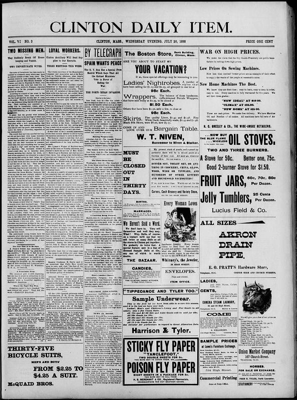 Clinton Daily Item. July 20, 1898 - Digital Commonwealth