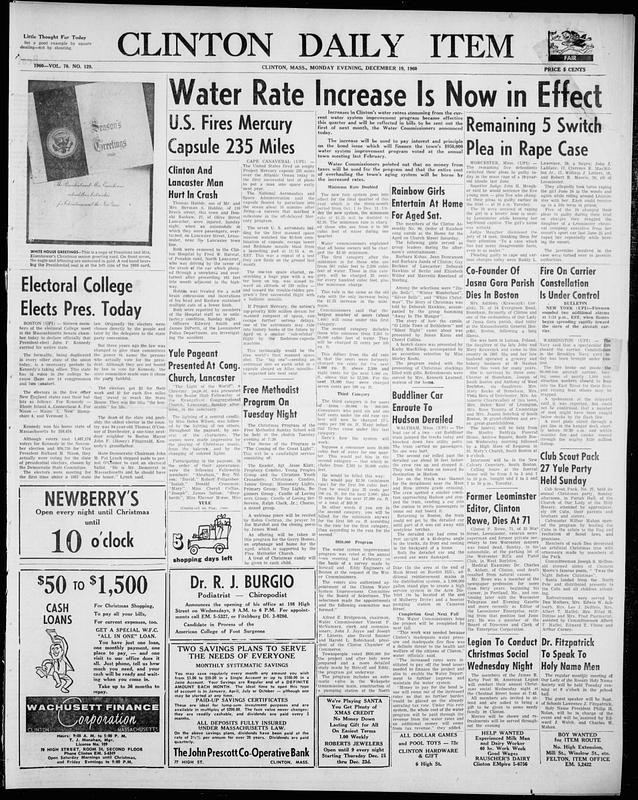 Clinton Daily Item. December 19, 1960 - Digital Commonwealth