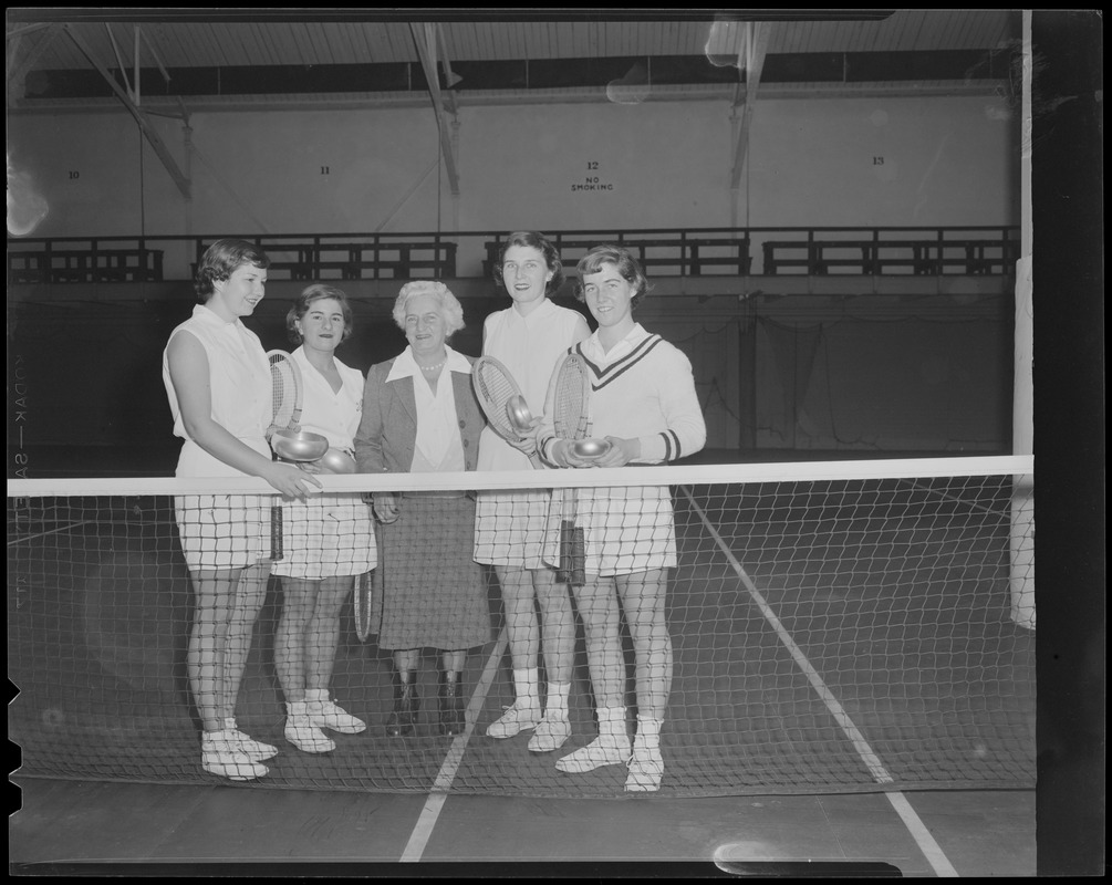 Mrs. Wightman with four of her players at Longwood Cricket Club ...