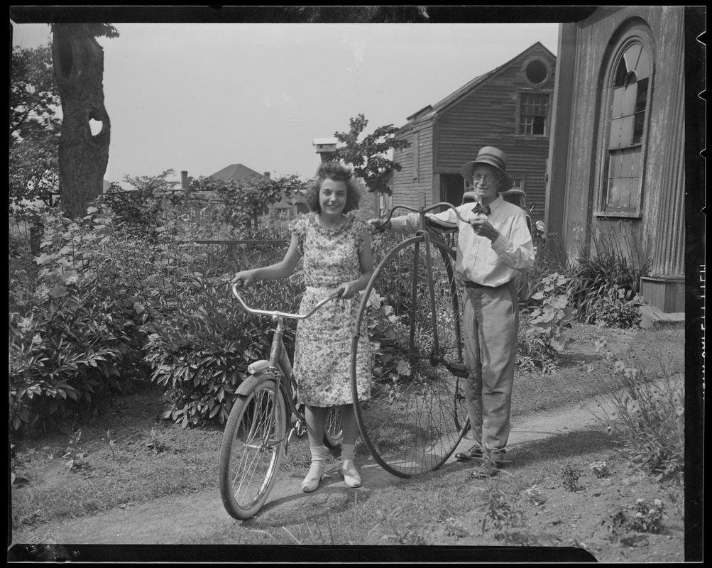 Old time bicycle rider - Digital Commonwealth