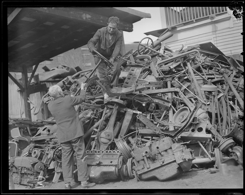 Scrap iron for war effort, WWII - Digital Commonwealth