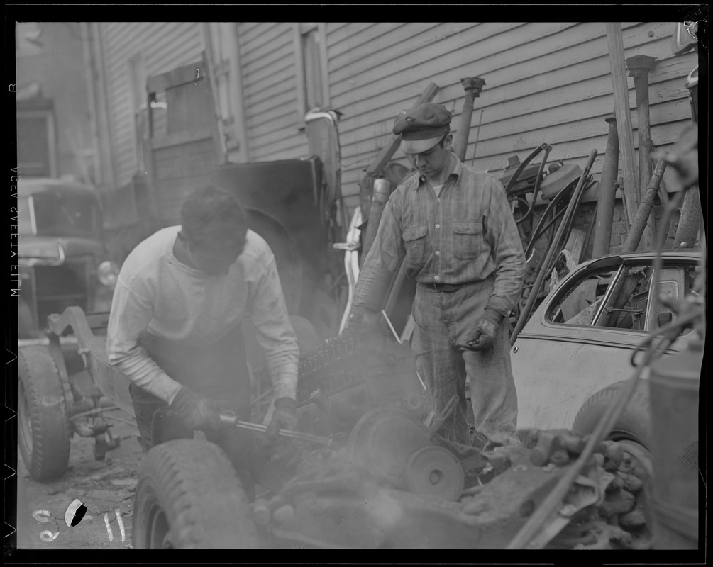 Scrap iron for war effort, WWII - Digital Commonwealth
