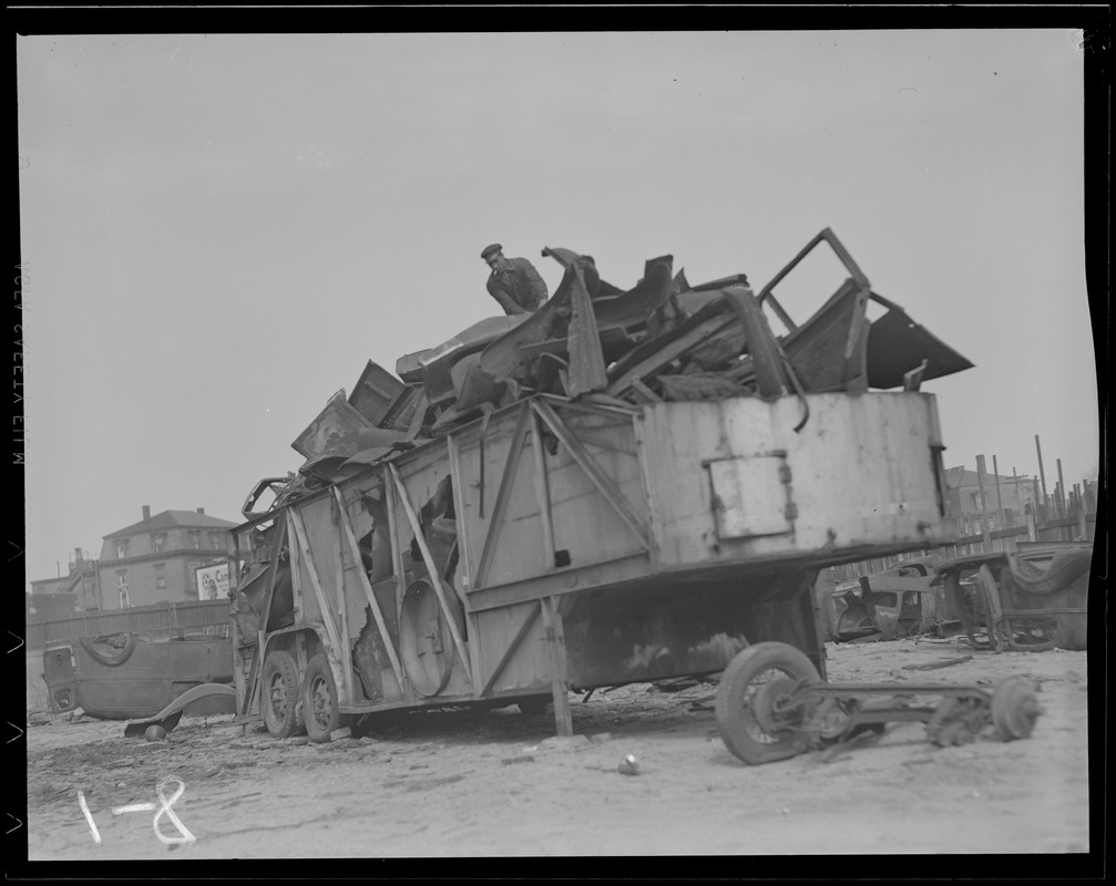 Scrap iron for war effort, WWII - Digital Commonwealth