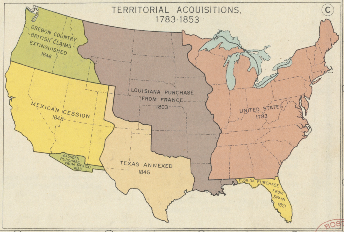 Territorial Acquisitions 1783 1853 Norman B Leventhal Map Territorial Acquisitions 1783 1853 Norman B Leventhal Map