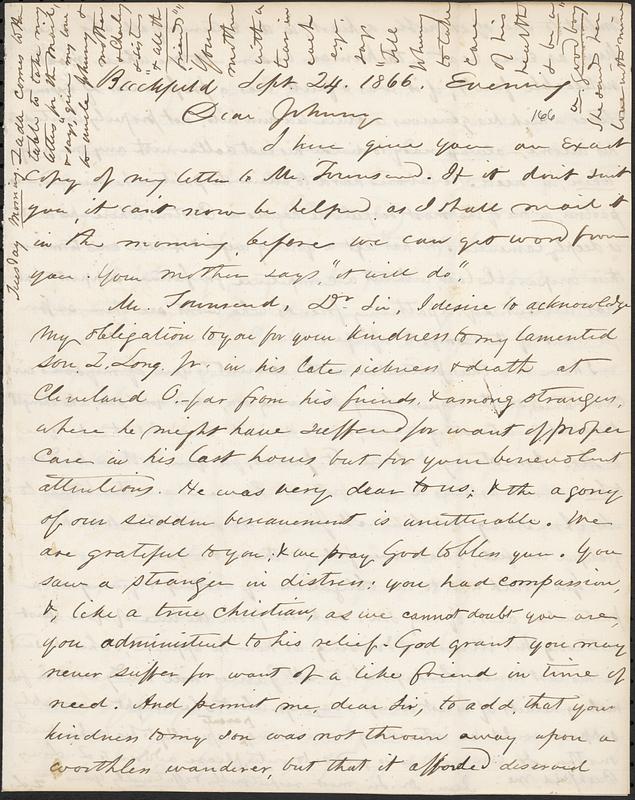Letter from Zadoc Long to John D. Long, September 24, 1866 - Digital ...