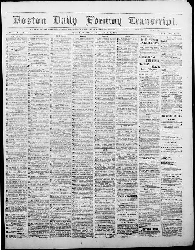 Boston Daily Evening Transcript. May 16, 1872 - Digital Commonwealth