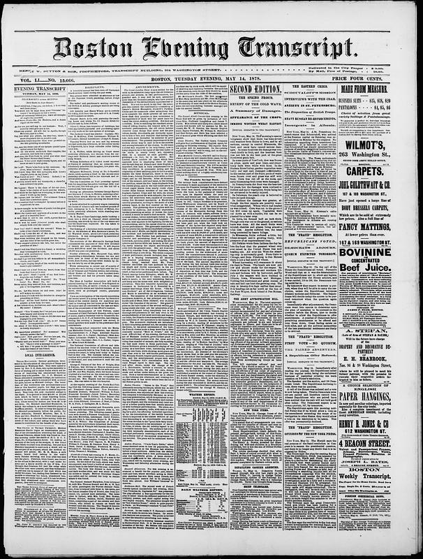 Boston Evening Transcript. May 14, 1878 - Digital Commonwealth