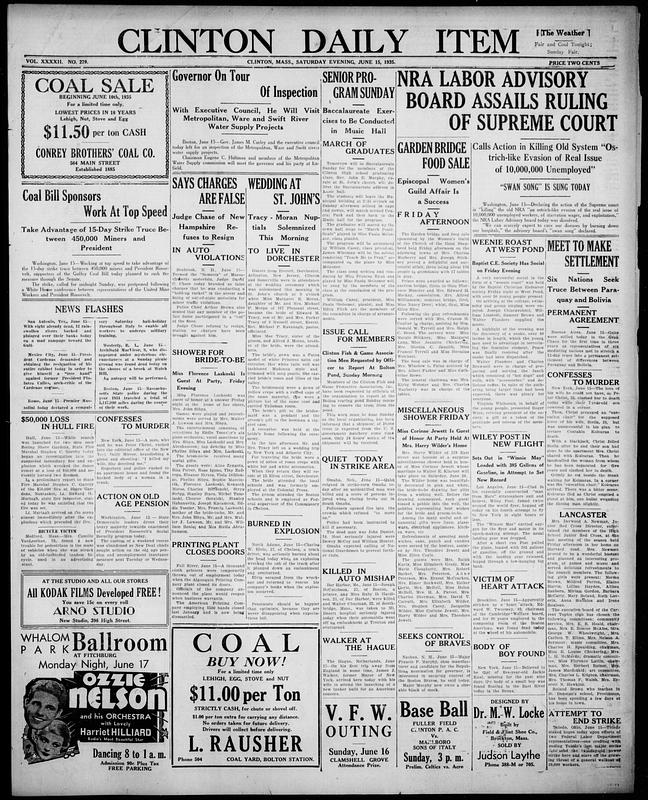 Clinton Daily Item. June 15, 1935 - Digital Commonwealth