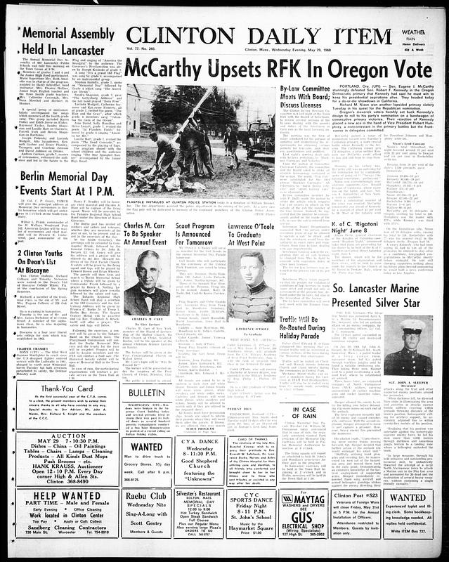 Clinton Daily Item. May 29, 1968 - Digital Commonwealth
