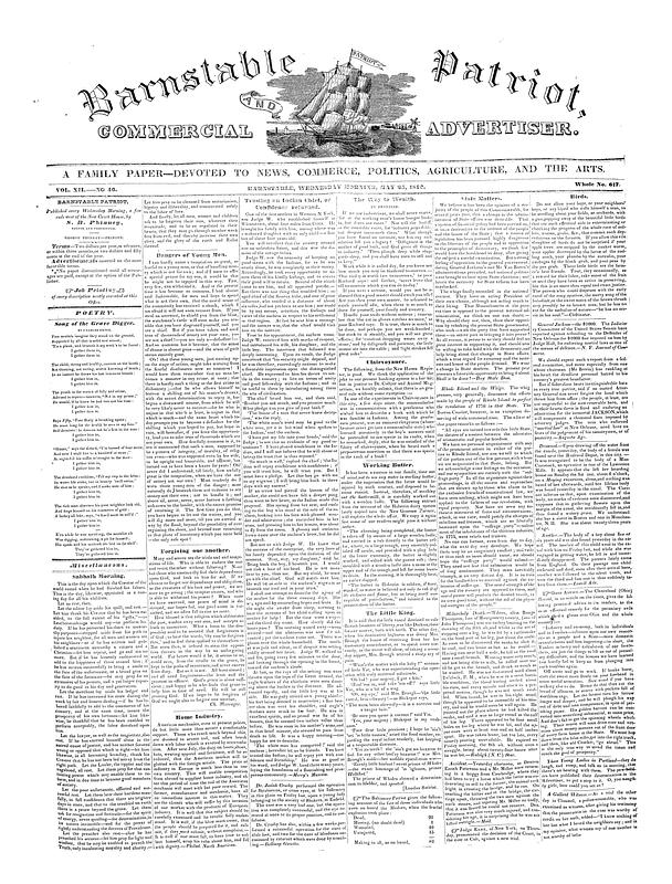 Barnstable Patriot, and Commercial Advertiser. May 25, 1842 - Digital ...