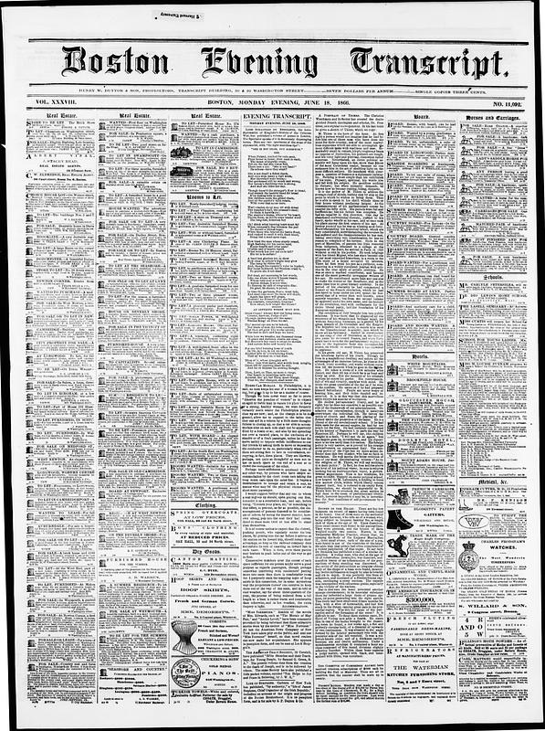 Boston Evening Transcript. June 18, 1866 - Digital Commonwealth
