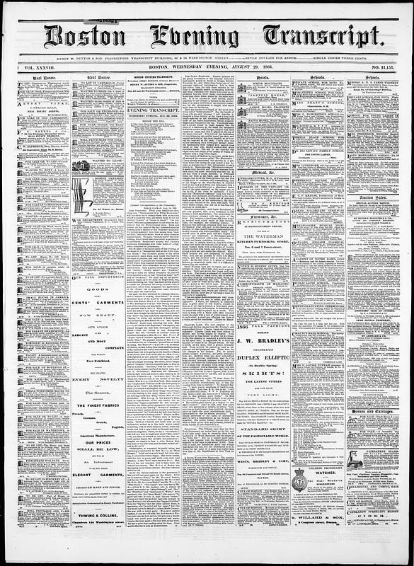 Boston Evening Transcript. August 29, 1866 - Digital Commonwealth