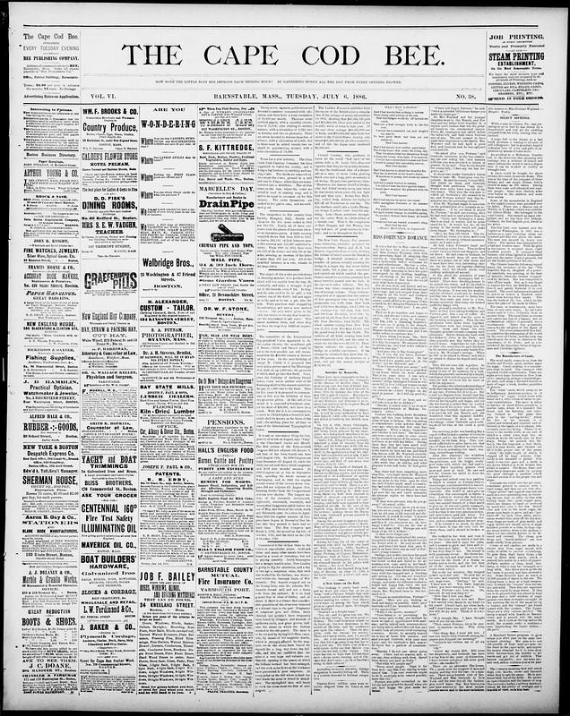 The Cape Cod Bee. July 06, 1886 - Digital Commonwealth