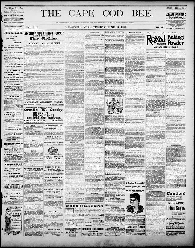 The Cape Cod Bee. June 13, 1893 - Digital Commonwealth