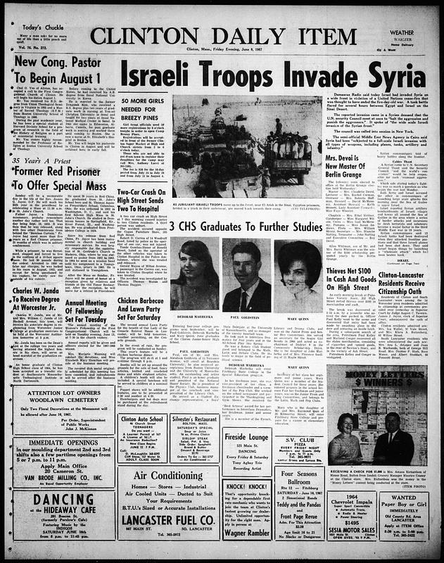 Clinton Daily Item. June 09, 1967 - Digital Commonwealth