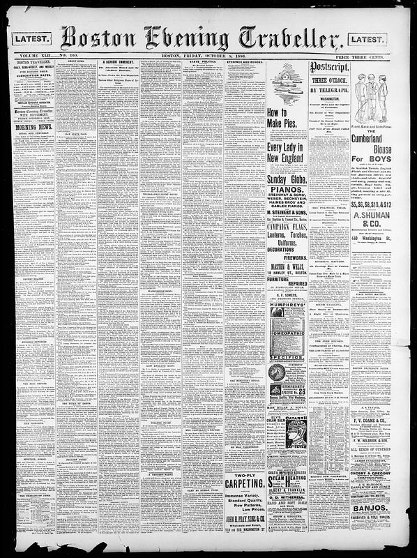 Boston Evening Traveller. October 08, 1886 - Digital Commonwealth