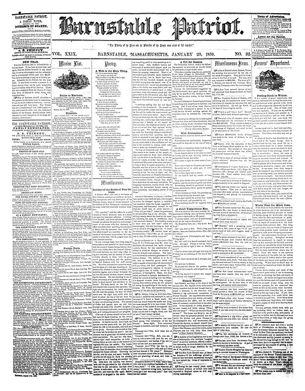 Barnstable Patriot. January 25, 1859 - Digital Commonwealth