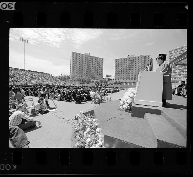 Boston University graduation at BU field, Charles River, Boston ...