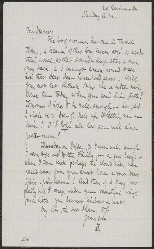 Celia Thaxter autograph letter signed to [Annie Fields], 20 Bimmer St ...