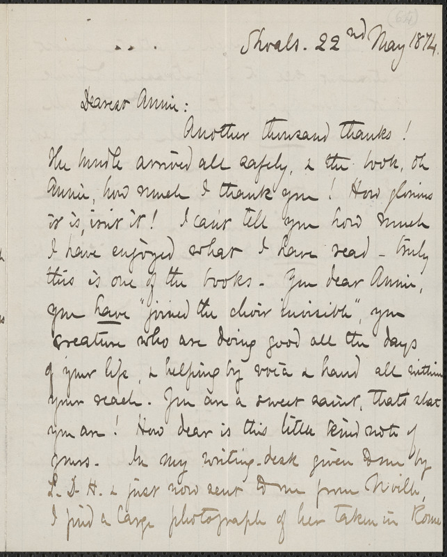 Celia Thaxter autograph letter signed to Annie Fields, Shoals, [N.H ...