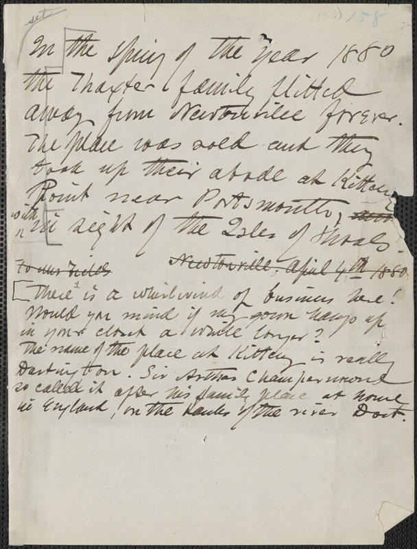Annie Fields autograph manuscript passage, [approximately 1894-1895 ...