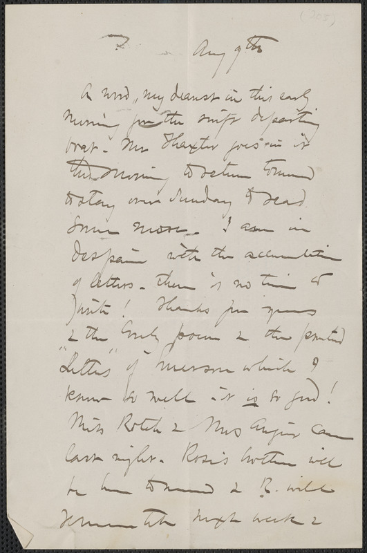 Celia Thaxter autograph letter signed to [Annie Fields, Shoals, N.H ...