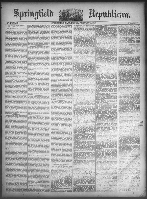 Springfield Weekly Republican. February 02, 1883 - Digital Commonwealth