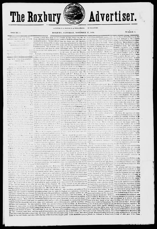 The Roxbury Advertiser. November 17, 1849 - Digital Commonwealth