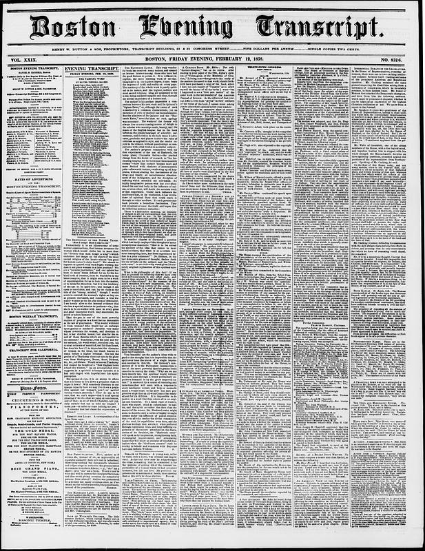 Boston Evening Transcript. February 12, 1858 - Digital Commonwealth